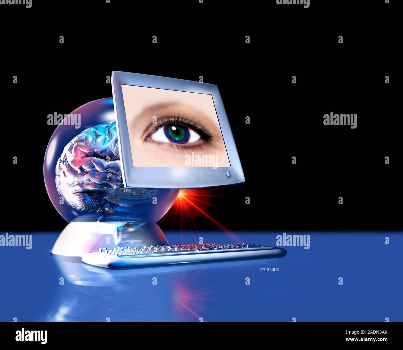 Artificial intelligence. Conceptual computer artwork of a brain inside ...