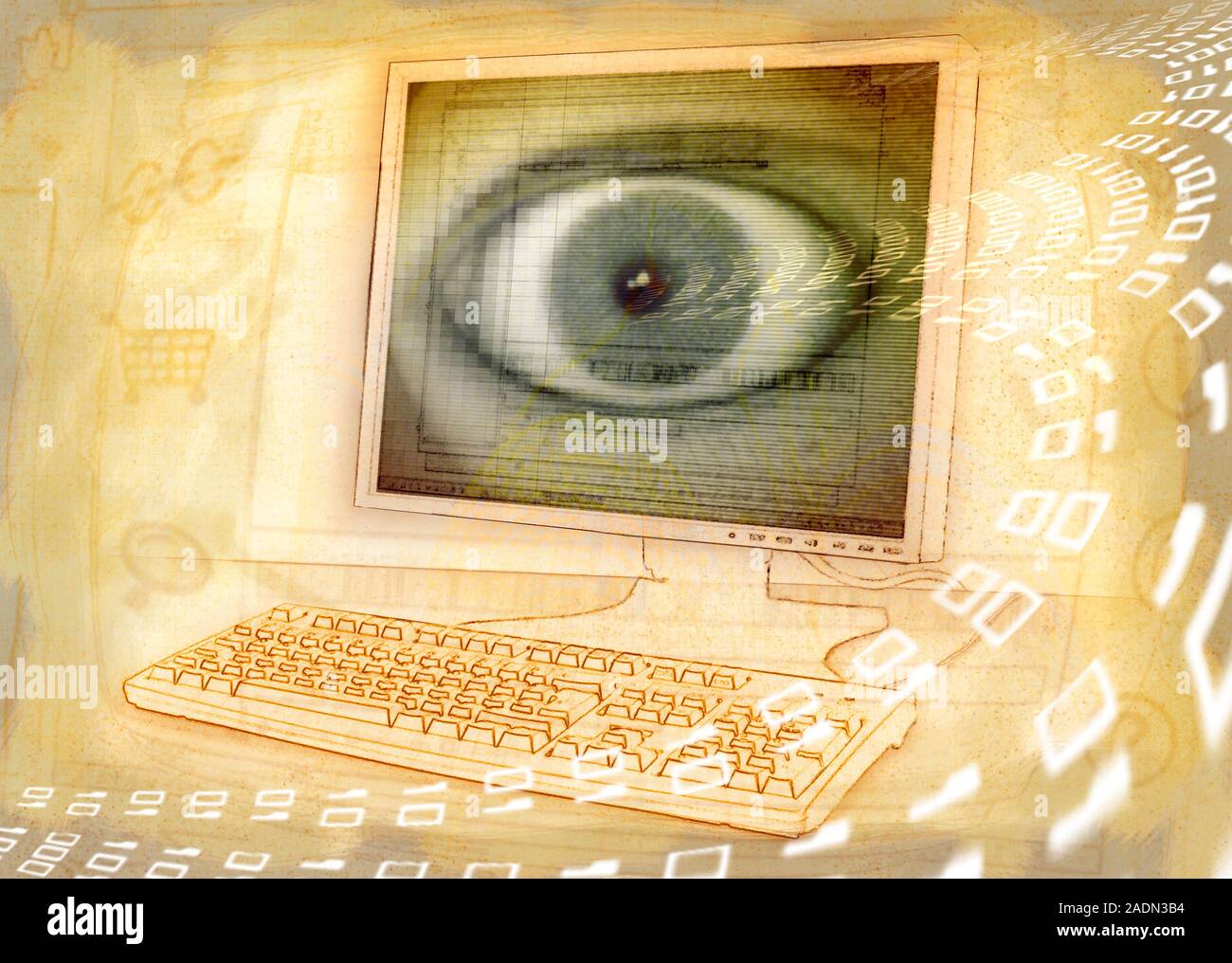 Artificial intelligence. Conceptual artwork of an eye on a computer ...