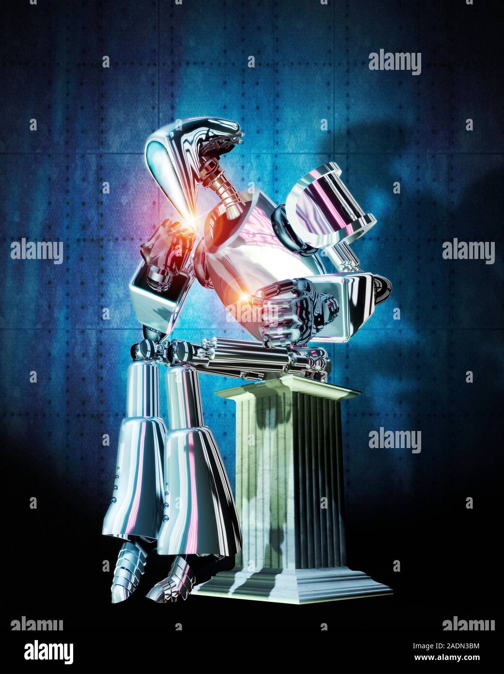 Robot intelligence, conceptual image. Computer artwork of a human-like ...