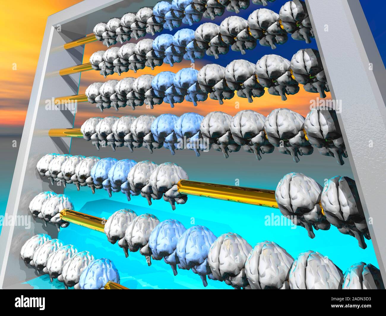 Artificial intelligence. Conceptual computer artwork of brains used as ...