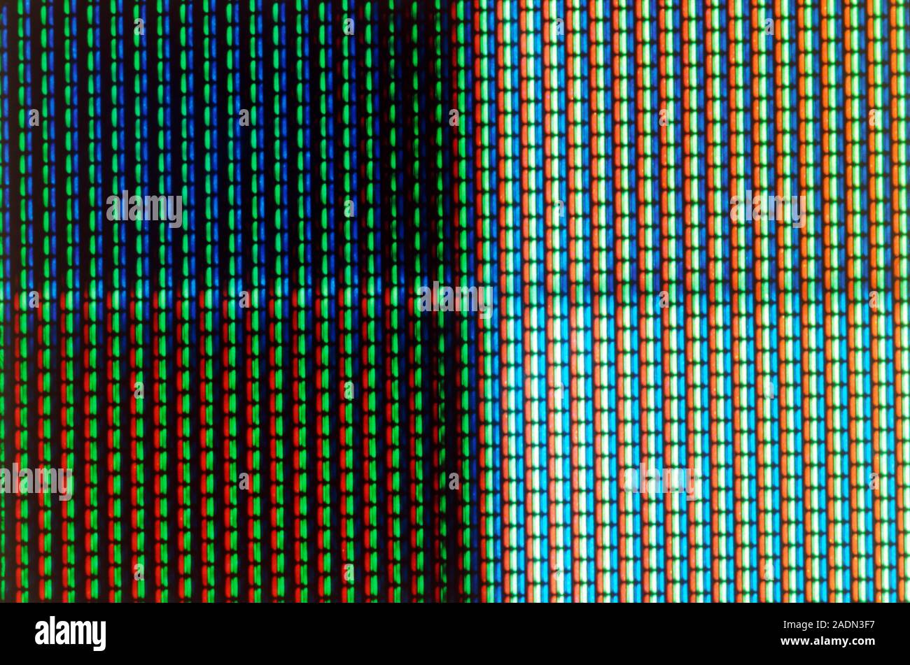 Close-up of a television screen. This screen is the standard format in ...