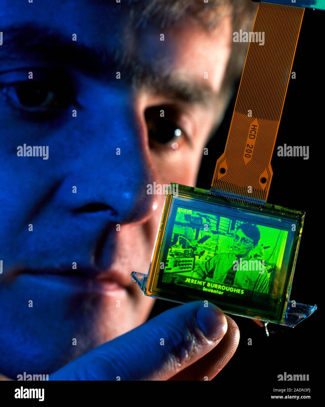 Plastic television screen. View of a prototype of a plastic television ...