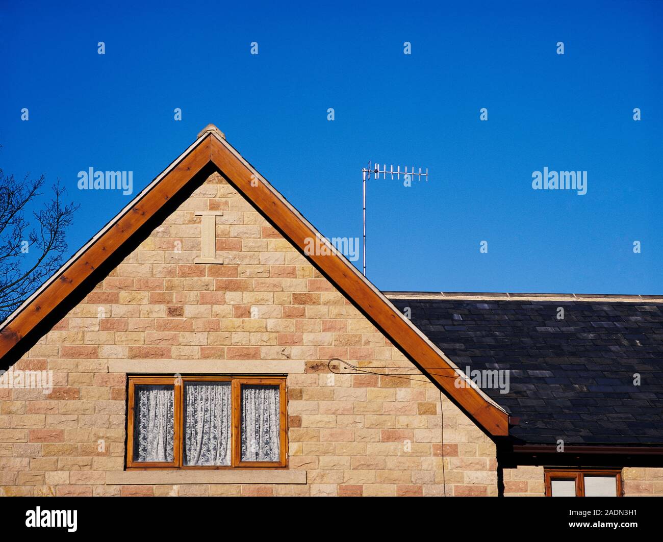 Television aerial on a house, Yagi array. This aerial is an antenna ...