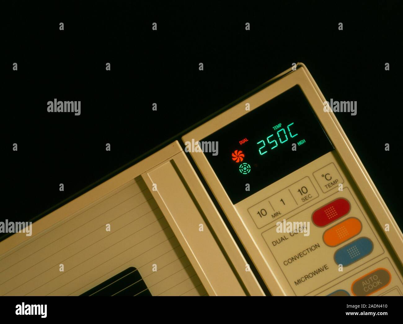 The control panel of a microwave oven. Microwaves are electromagnetic ...