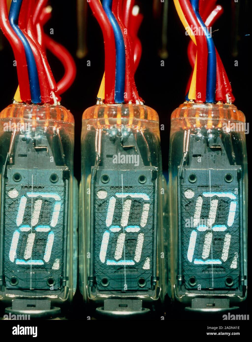 Digital display. Close-up view of digital numerical display modules ...