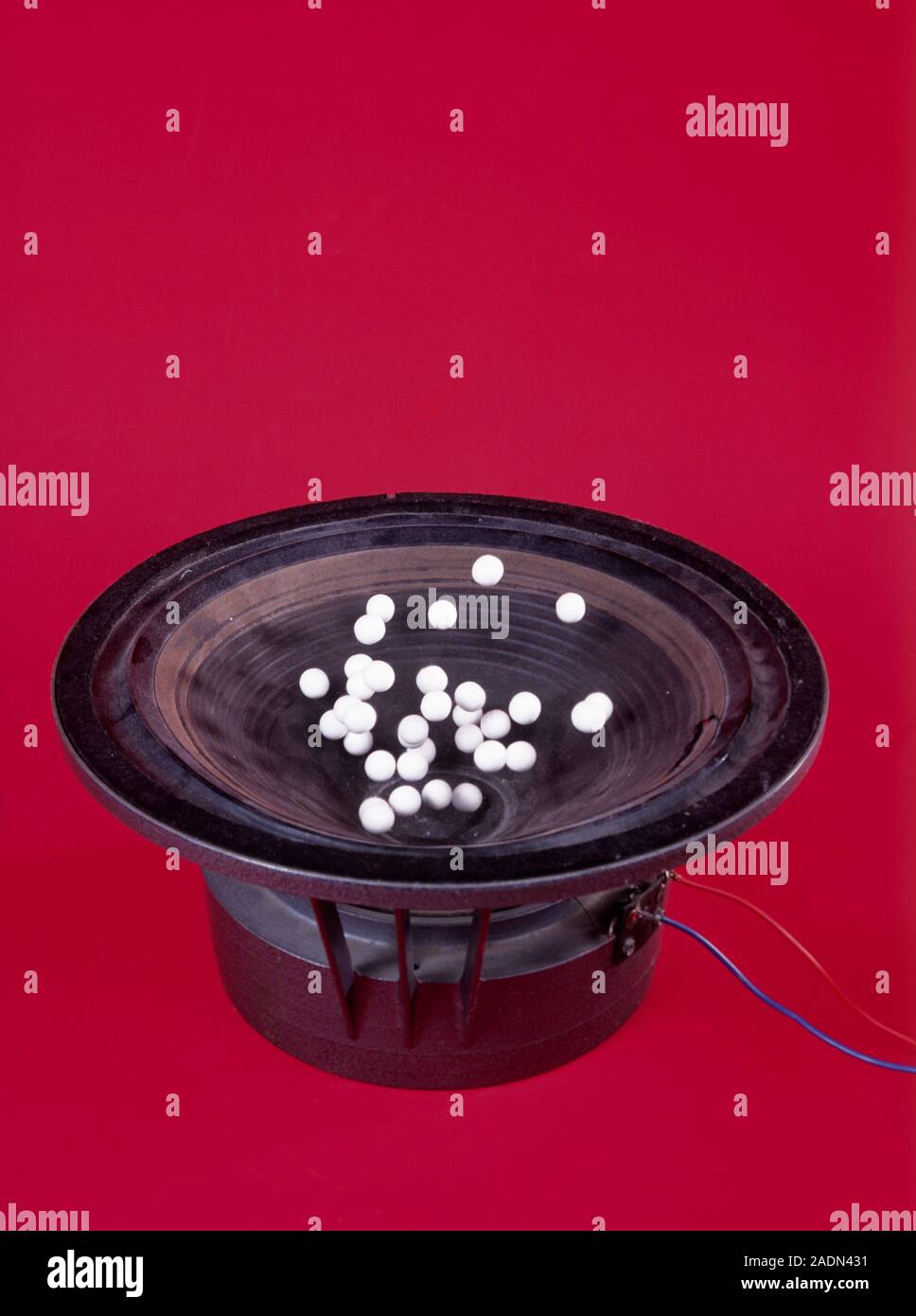 Loudspeaker and polystyrene balls. A loudspeaker takes an electrical ...