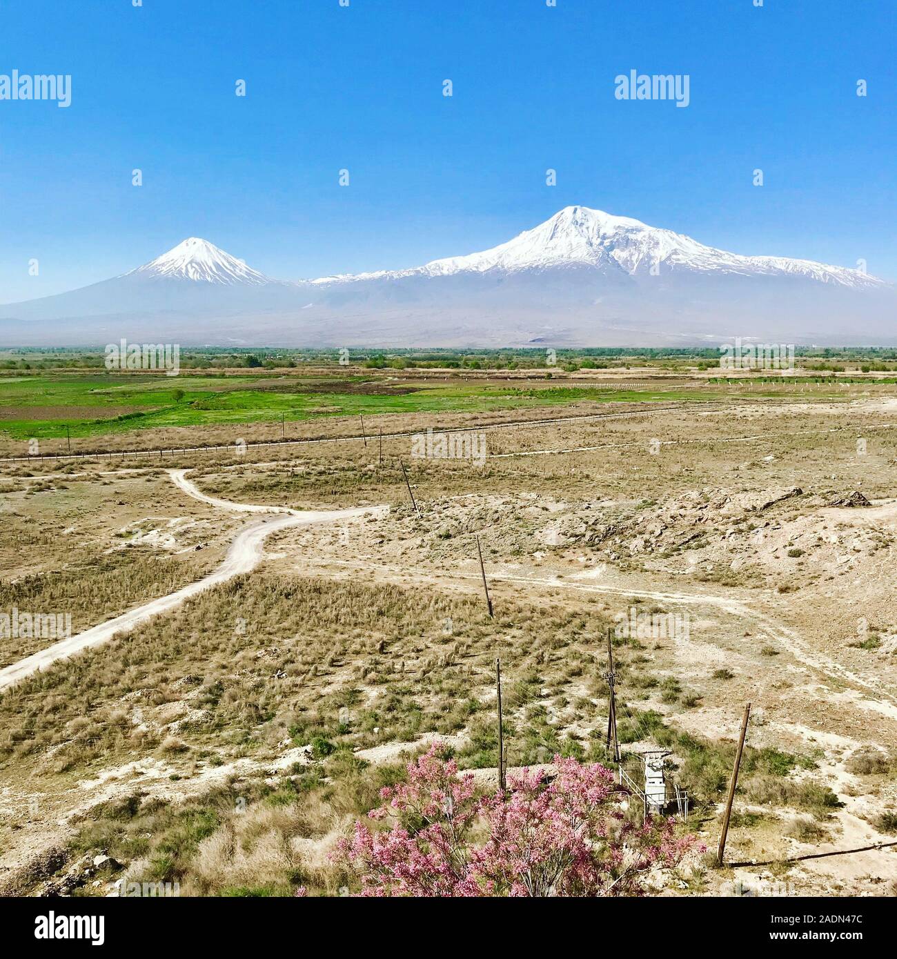 Mount Ararat in Armenia, a snow-capped and dormant compound volcano ...