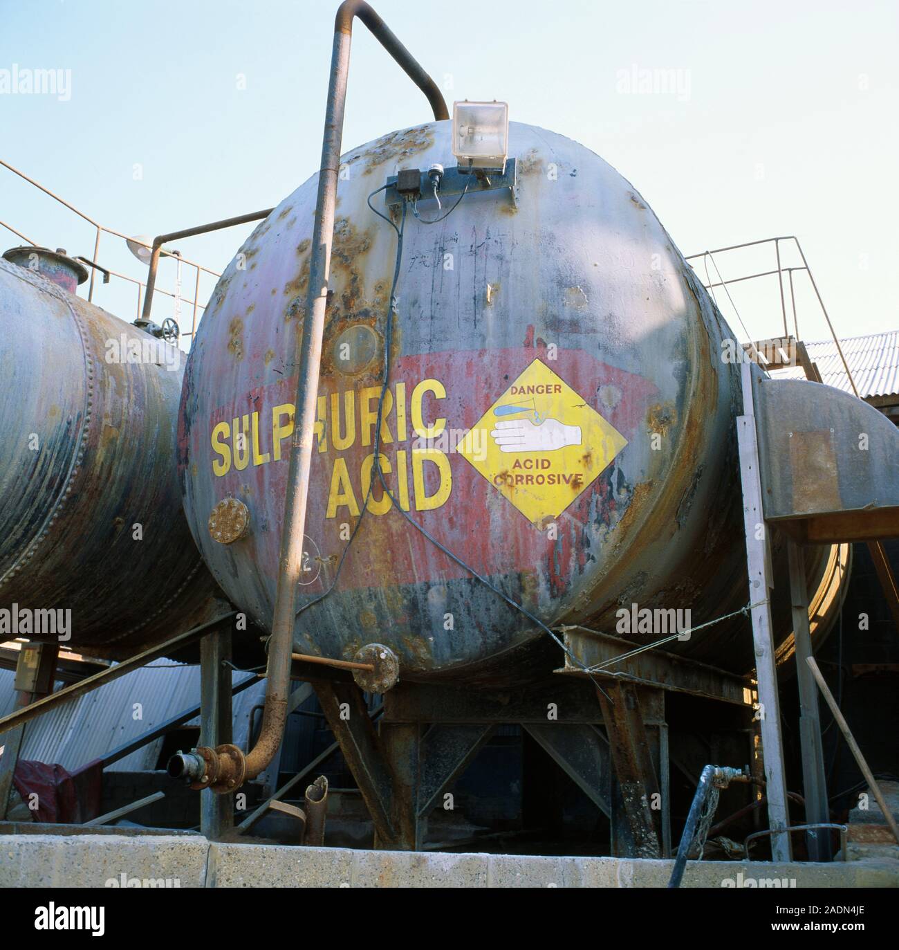 Chemical tanker containing sulphuric acid. Photographed at the rear of ...