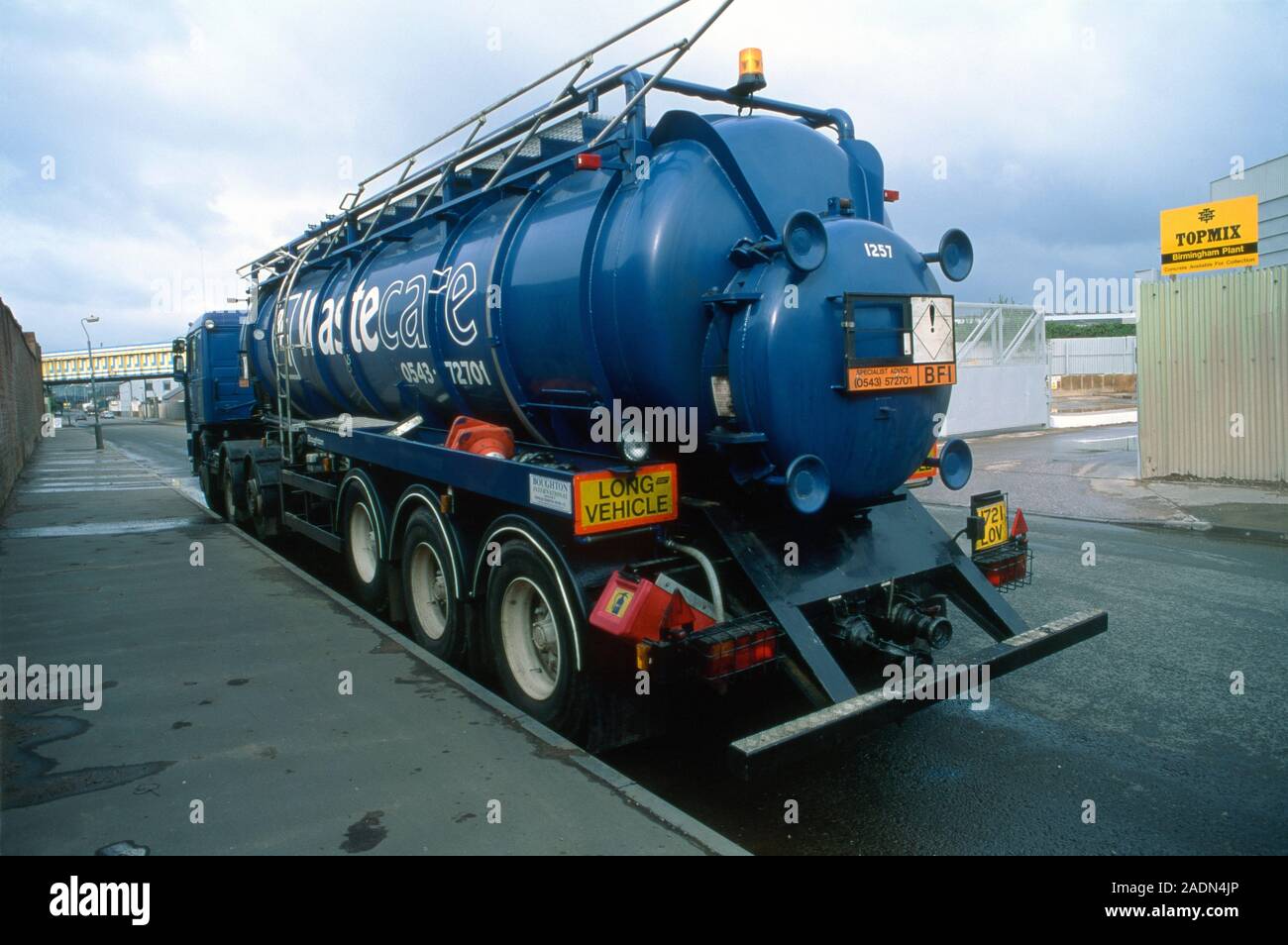 Waste transport. Tanker lorry carrying hazardous waste. Photographed in ...