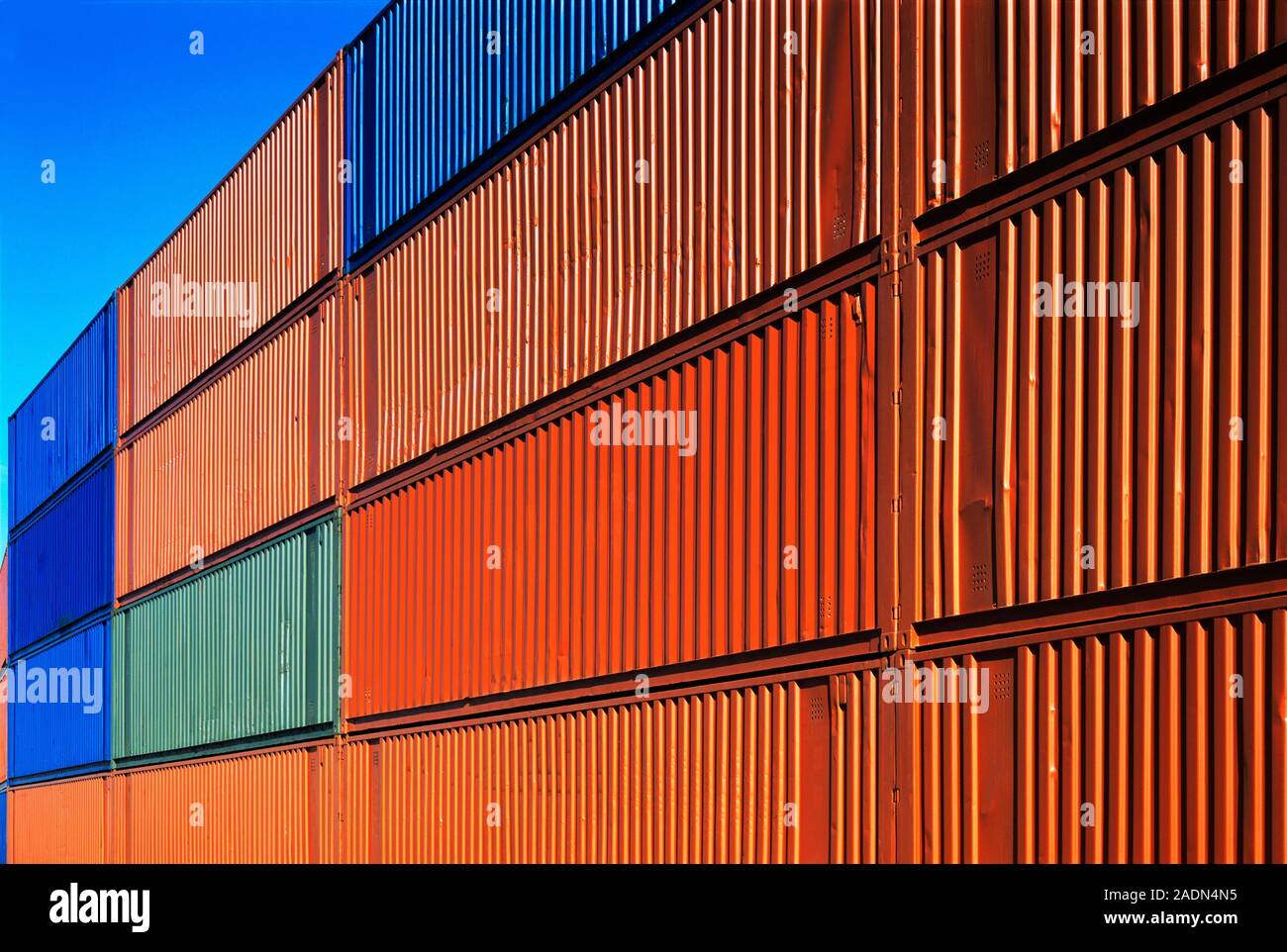 Freight containers stacked. These large containers are a uniform size ...