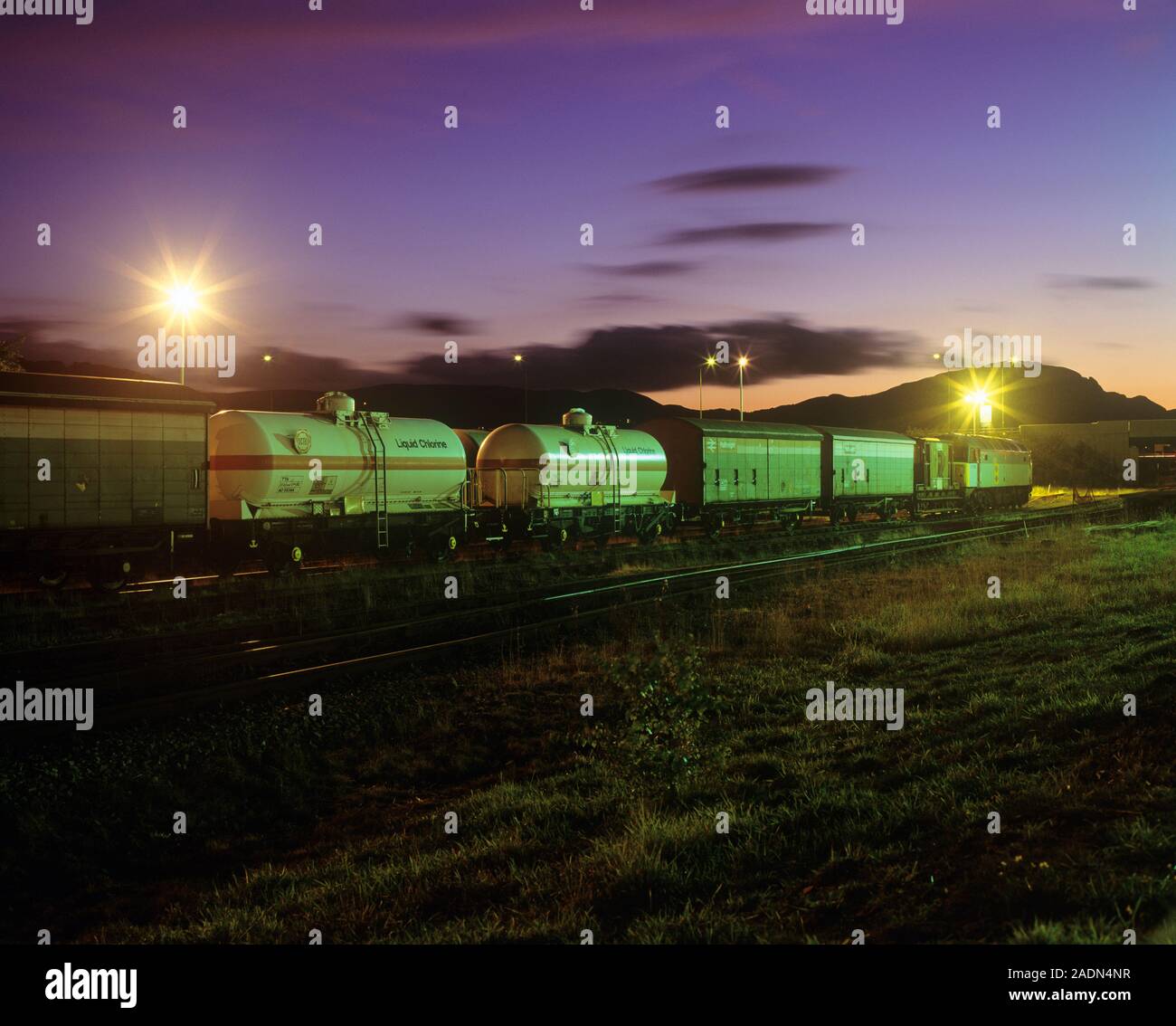Liquid chlorine being transported on a freight train. Llandudno ...