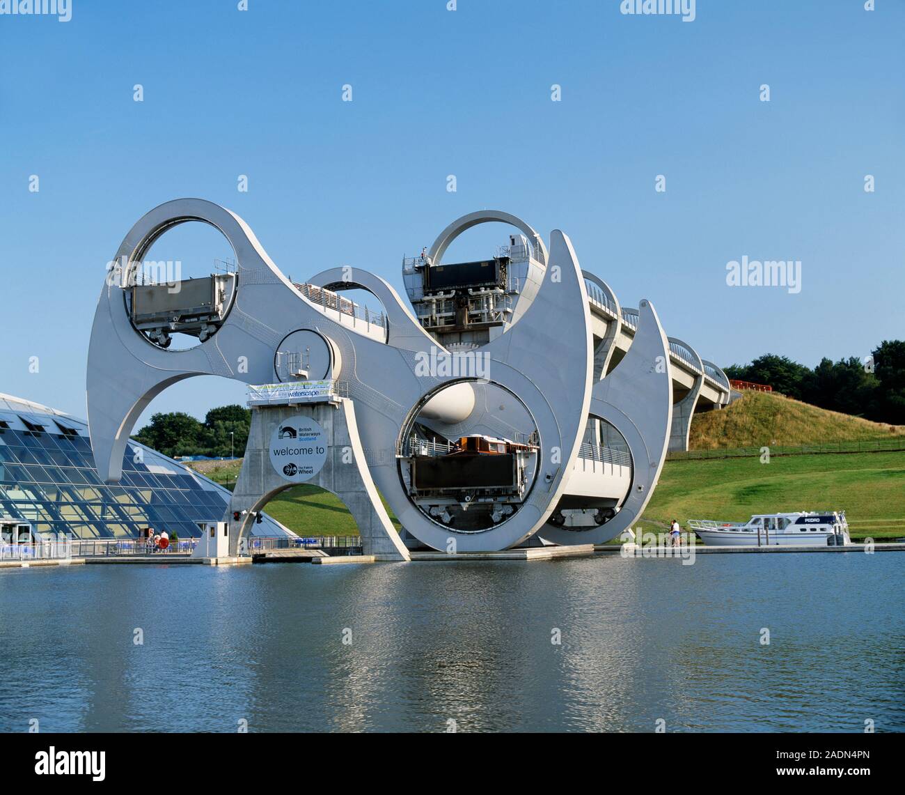 Falkirk Wheel. This is a type of lock that moves boats between the ...