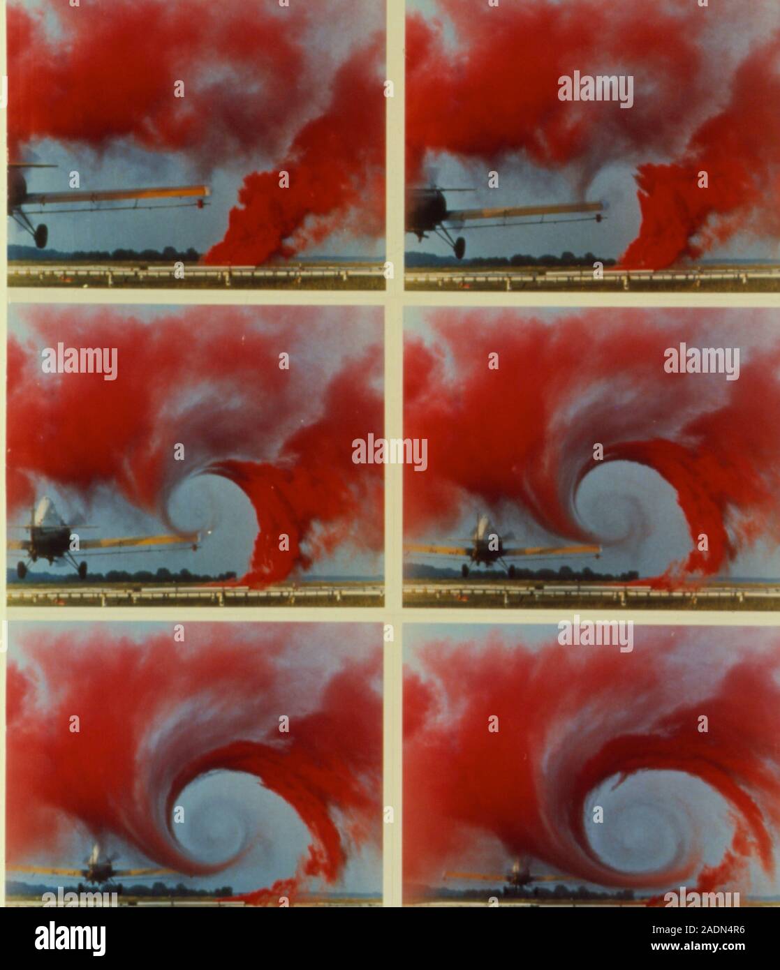 Series of photos showing the 'wake vortex', an air whirlpool which ...