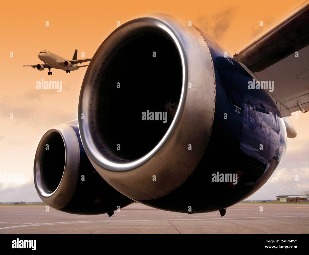 Airplane jet engines. These are turbofan engines, a type of jet engine ...