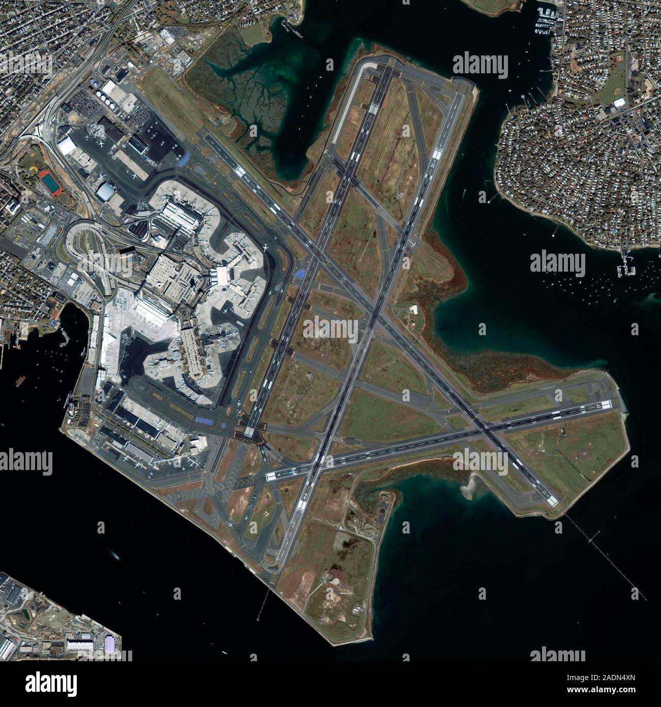 Logan International Airport. Satellite image of the runways and ...