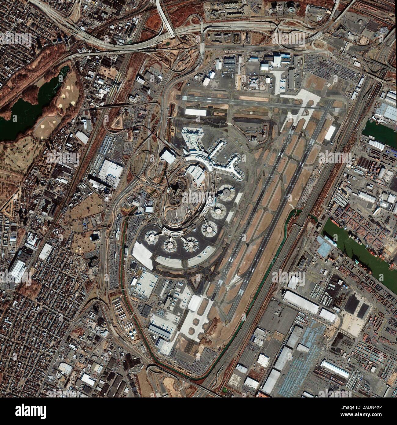 Newark International Airport. Satellite image of the runways and ...