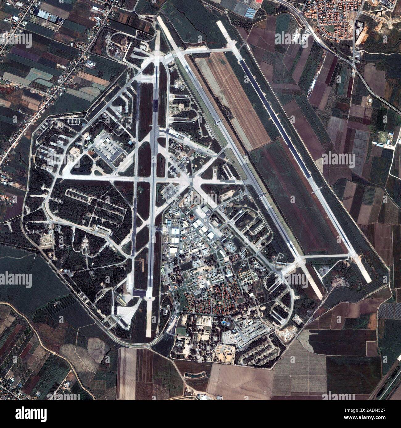 Tel Nof Air Base, Israel, satellite image. This airbase, located south ...