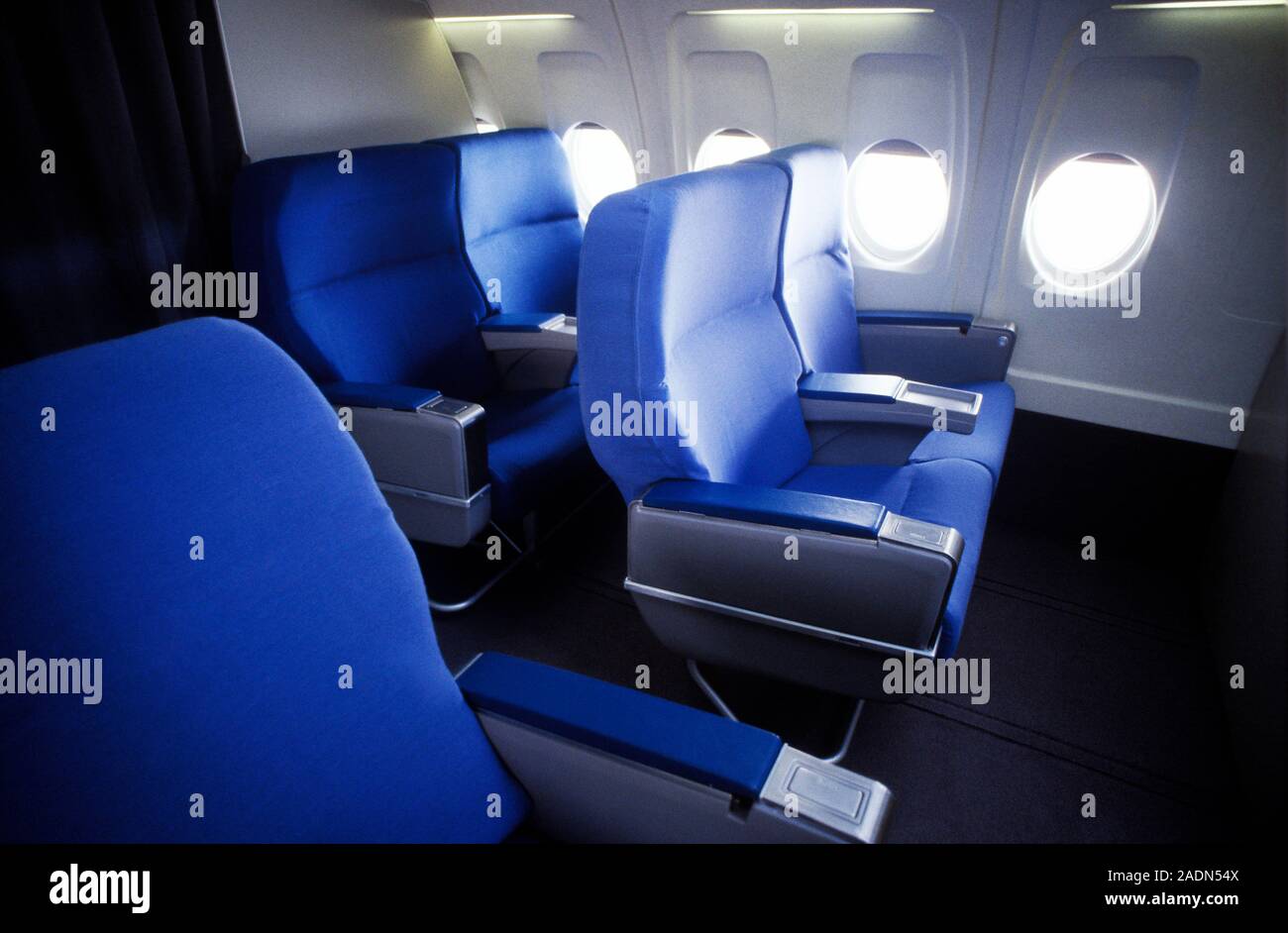 Aeroplane seats. Interior seating arrangement inside an aircraft Stock ...