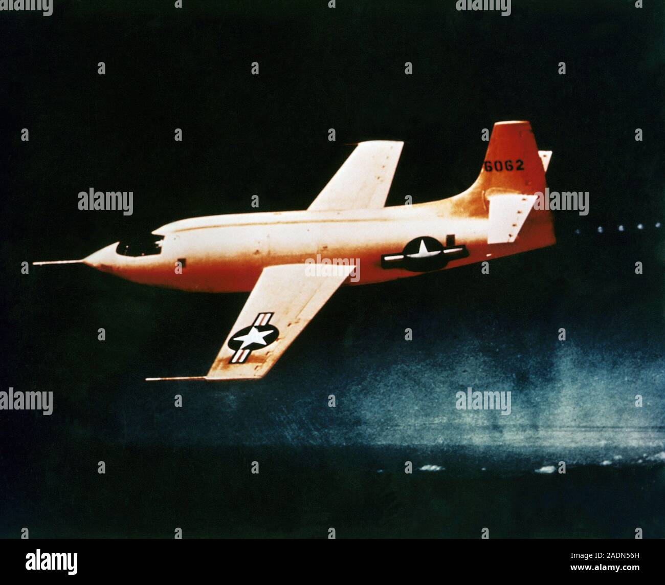 The World's first supersonic aircraft. A Bell X-1 aircraft in flight ...
