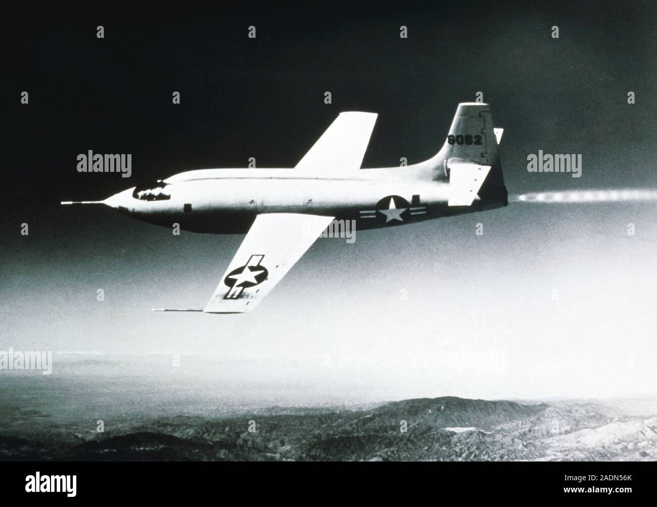 The World's first supersonic aircraft. A Bell X-1 aircraft in flight ...