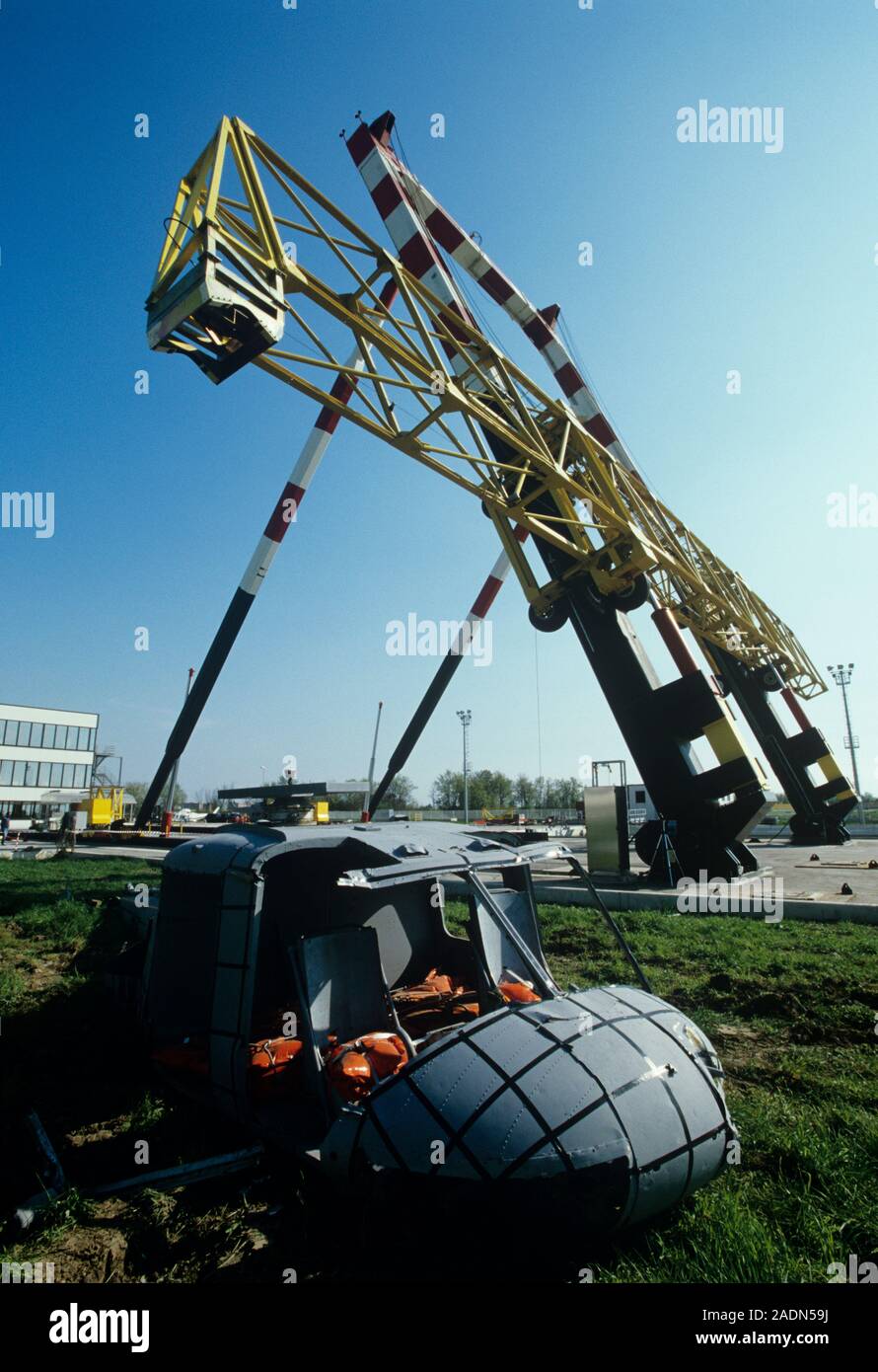 LISA airplane crash test facility. Test aircraft cockpit crashed by the ...