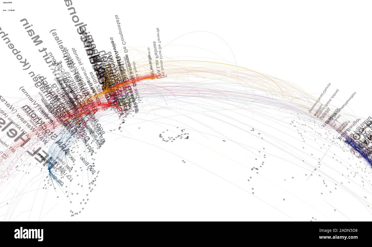 Air traffic, computer artwork. This visualisation is based on the ...