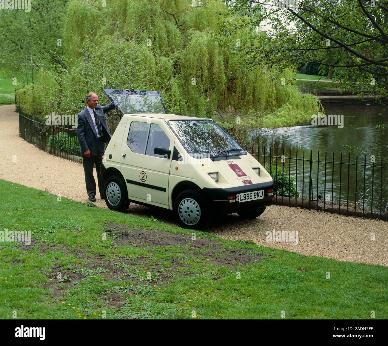 Electric car. View of the Kewet 'El-Jet' electric car. The car is a two ...