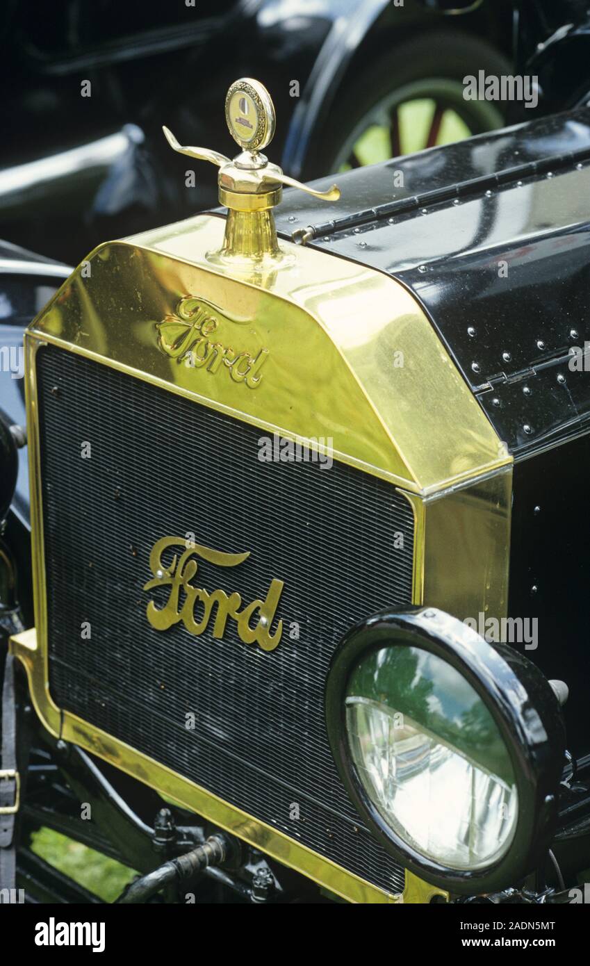 Car radiator grille and decoration on a Ford 1916 Model T Touring Car ...