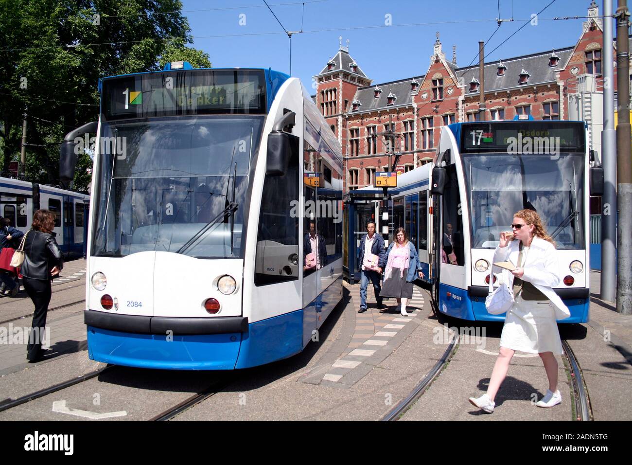 Trams in the city of Amsterdam, the Netherlands Stock Photo - Alamy