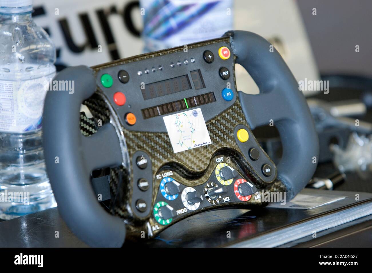 Formula One car steering wheel and control buttons Stock Photo - Alamy