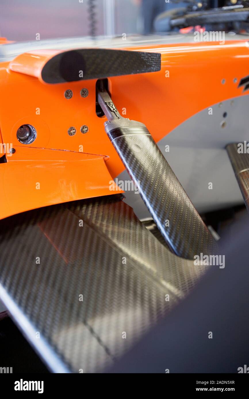 Formula One car suspension. Front suspension arm on a racing car Stock ...