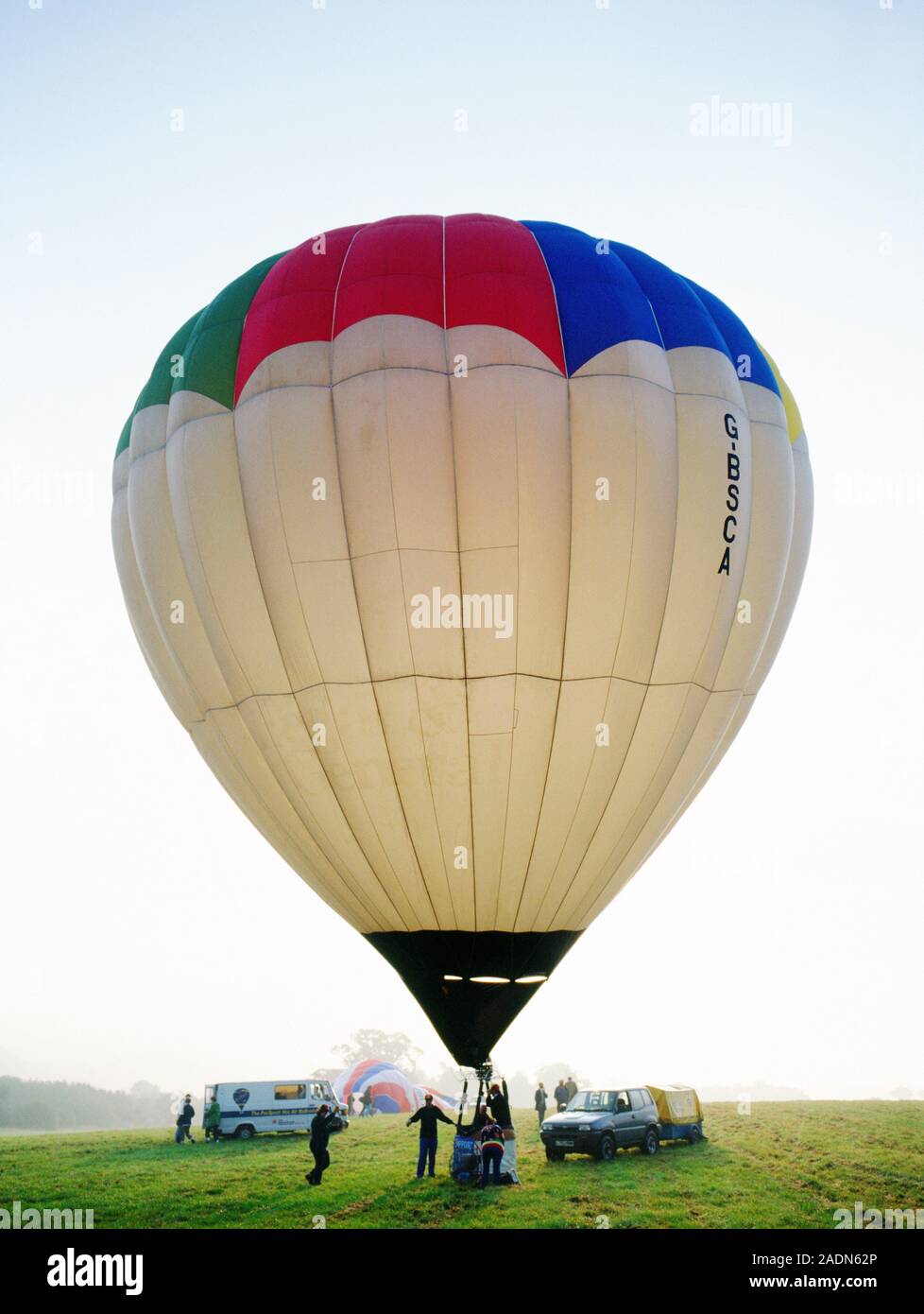 Hot air balloon launch. Photographed in Yorkshire, England Stock Photo ...
