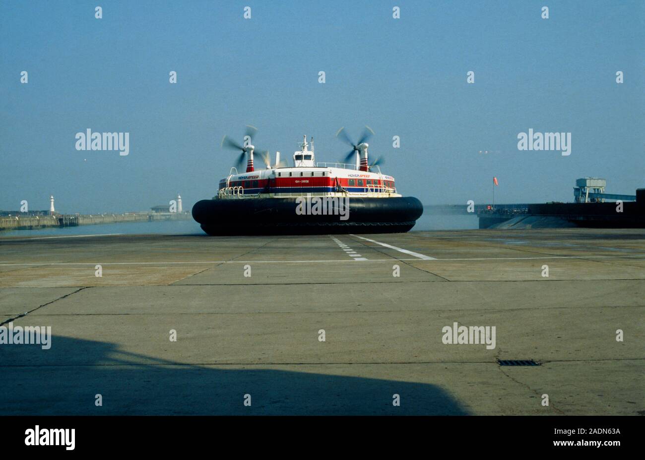 Hovercraft landing at Dover hoverport, UK Stock Photo - Alamy