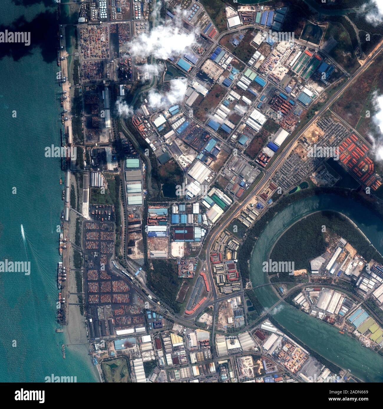 Port Klang, Malaysia, satellite image. Klang port is located on the ...