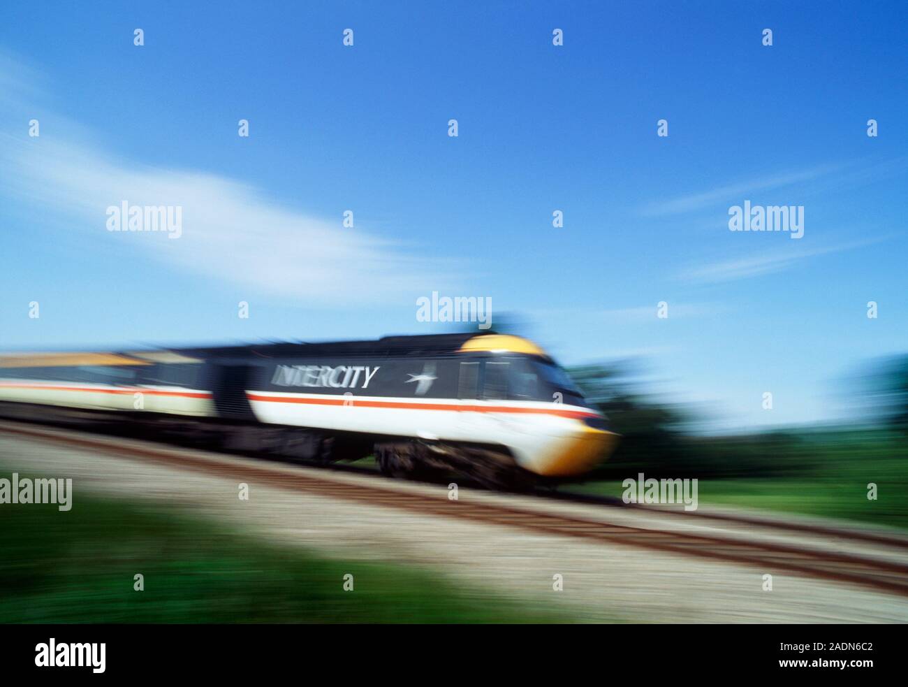 Intercity train. Time-exposure image of an Intercity 125 high-speed ...