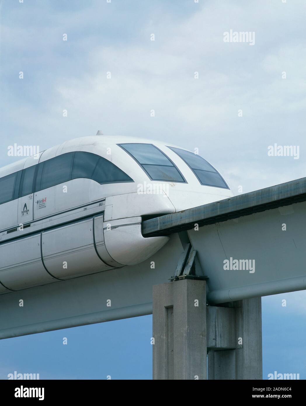 Maglev train. Magnetic levitation (Maglev) train seen on its elevated ...