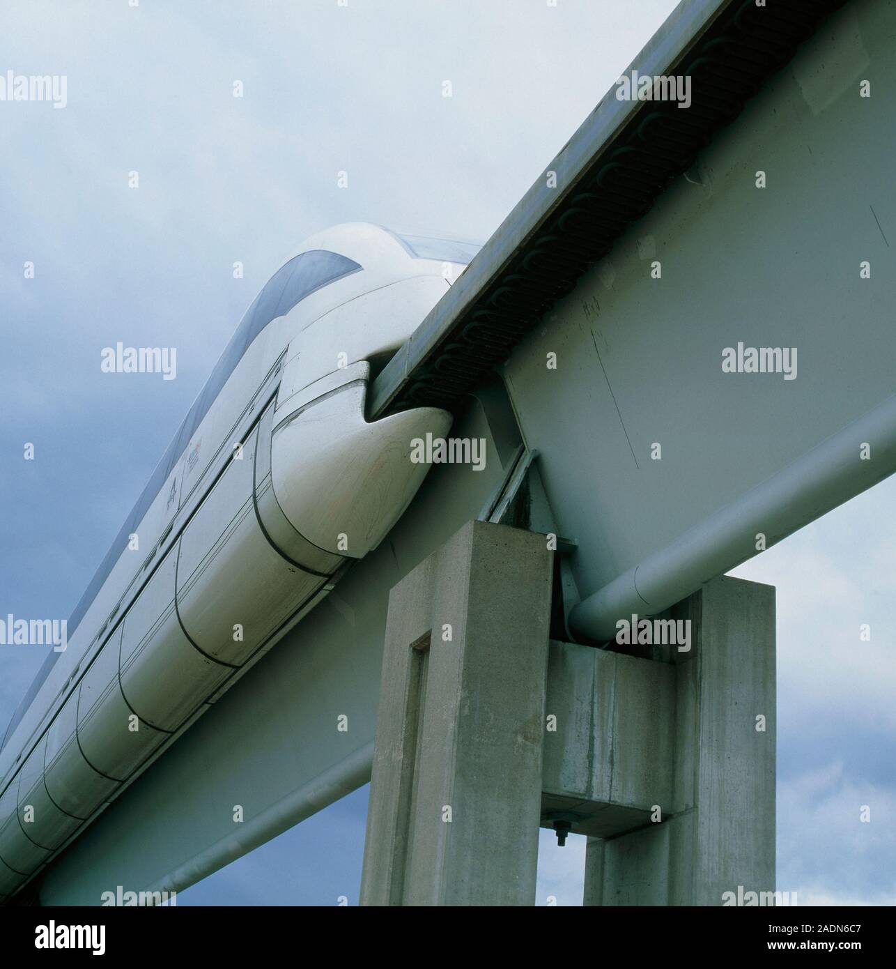 Maglev train. Magnetic levitation (Maglev) train seen on its elevated ...
