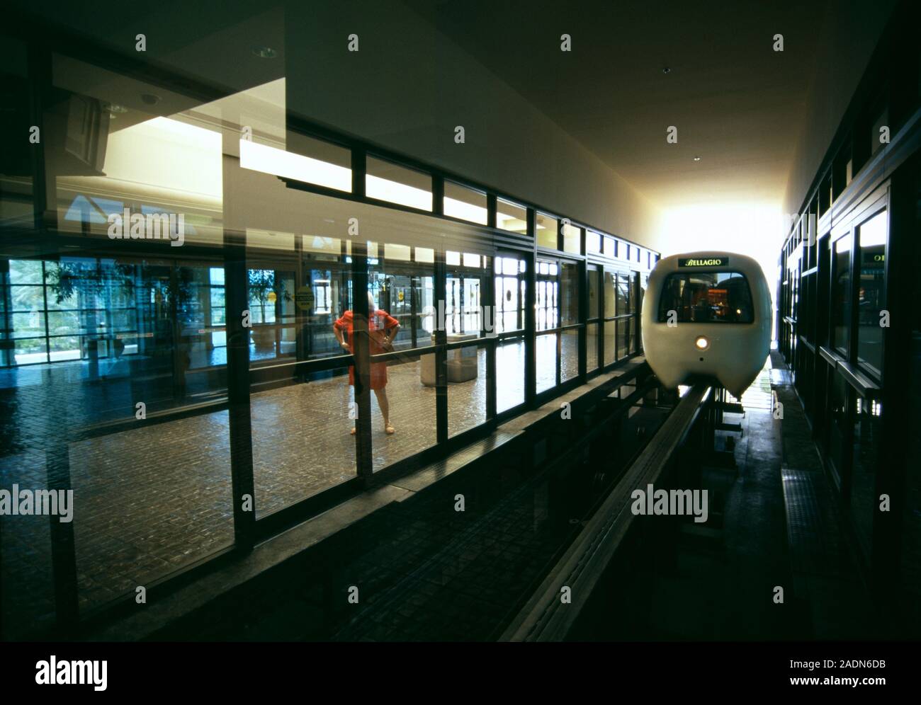Monorail in a station. This monorail connects the Monte Carlo and ...