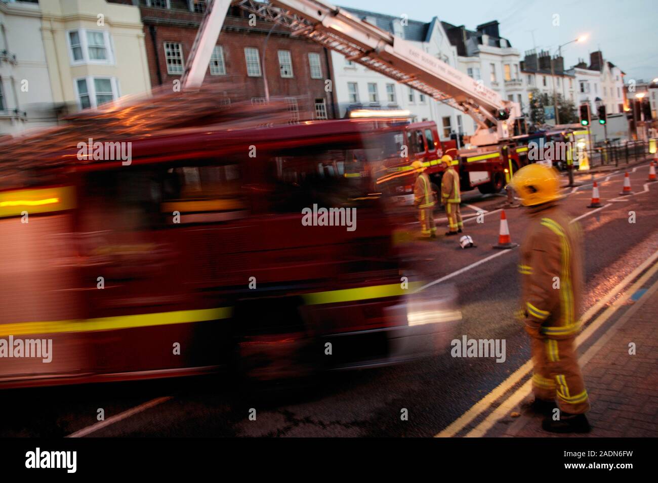 Fire engines at the scene of an accident Stock Photo - Alamy