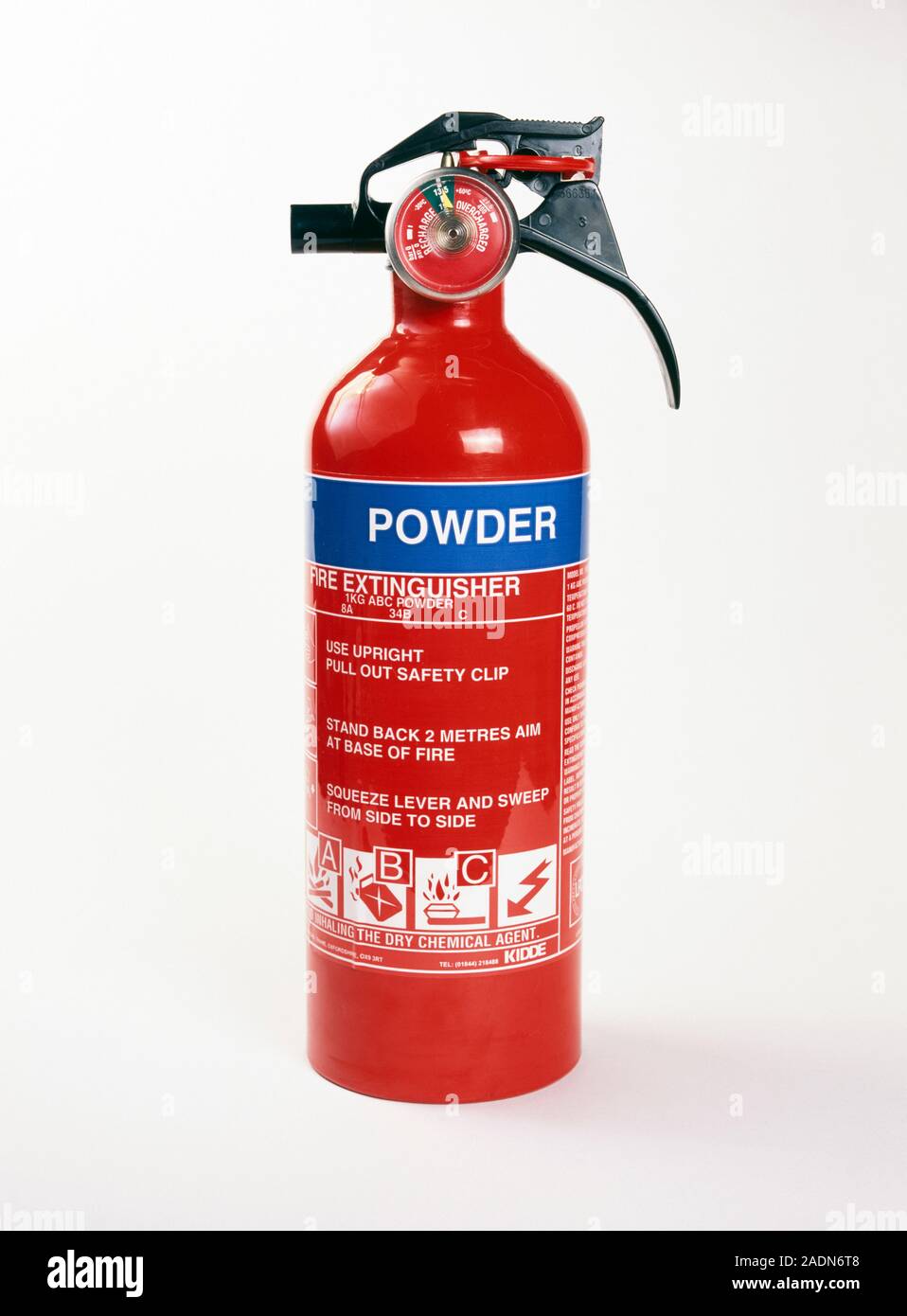 Dry powder fire extinguisher. Pressurized cylinder containing a dry ...