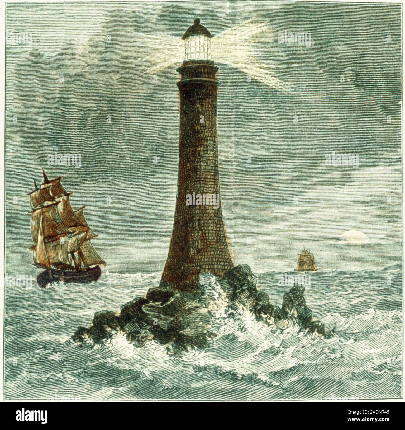 Bell Rock Lighthouse. Historical artwork of Bell Rock Lighthouse in ...