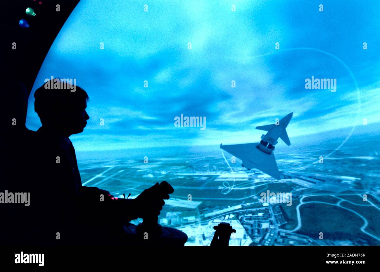 Typhoon fighter plane display. View of a pilot in the Hemispherium ...