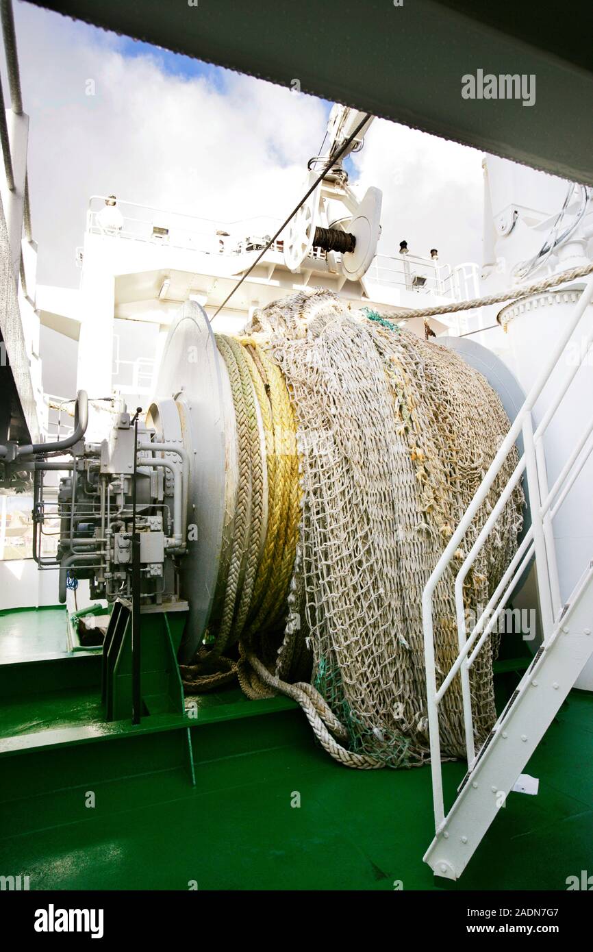 Fishing nets aboard a pelagic fishing boat Stock Photo - Alamy