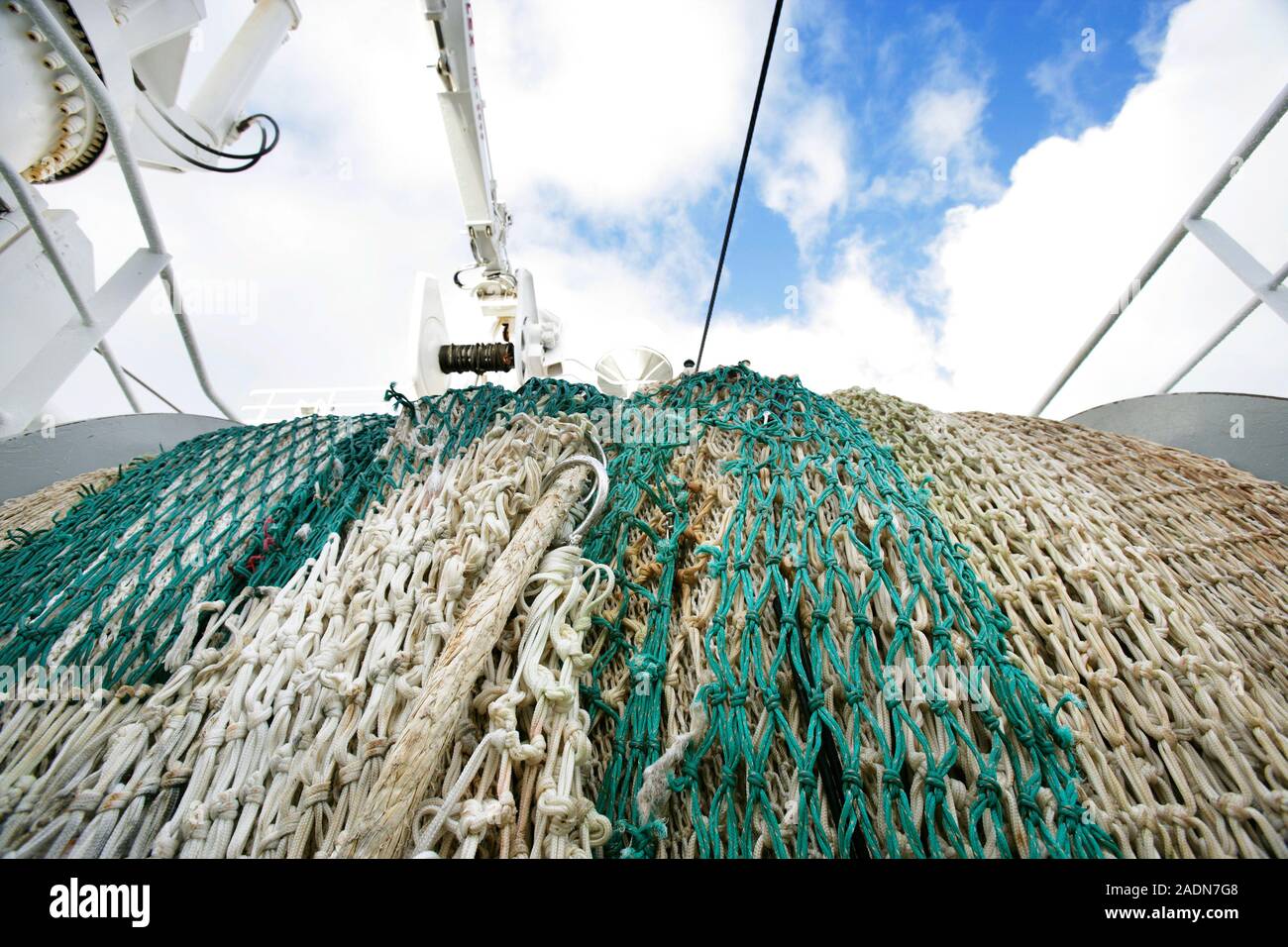 Fishing nets aboard a pelagic fishing boat Stock Photo - Alamy