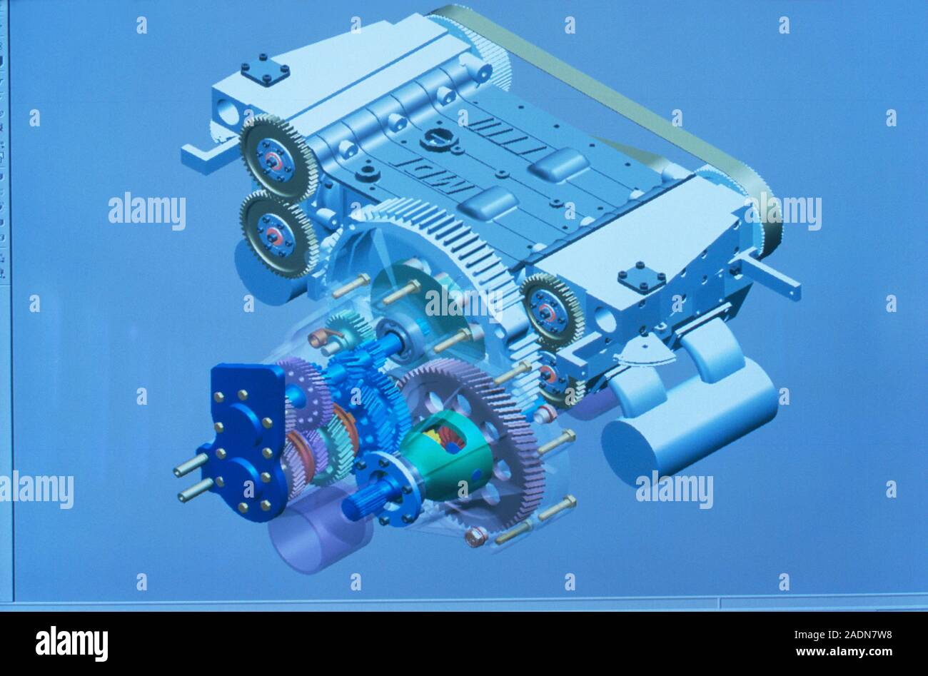 Compressed air car engine. Computer-aided design (CAD) image of the Air ...