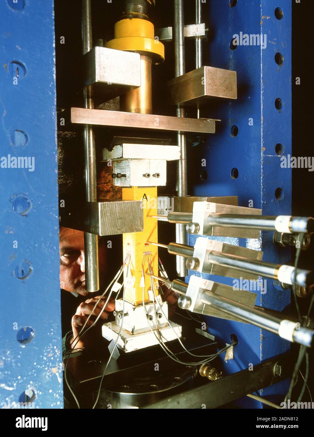 New materials testing. Engineer testing a new composite material. A ...