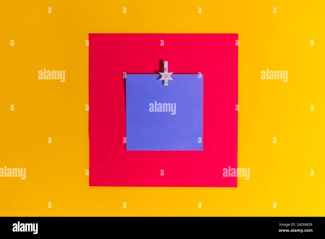 Blank blue square reminder memo note for writing ideas, things to do ...