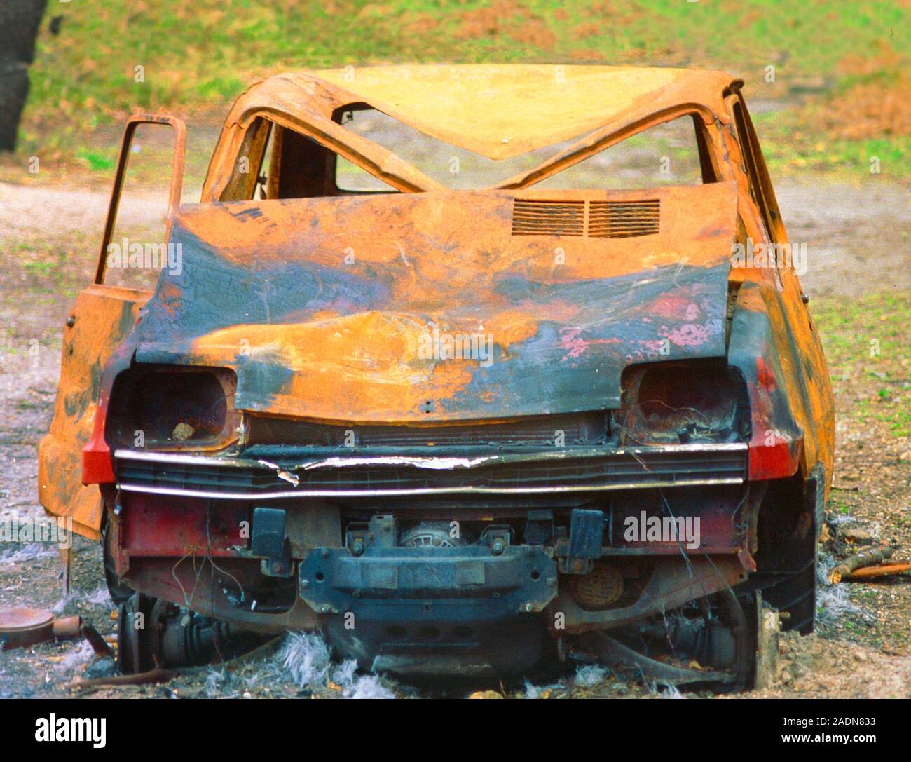Rusting car. Computer enhanced image of a car showing evidence of rust ...
