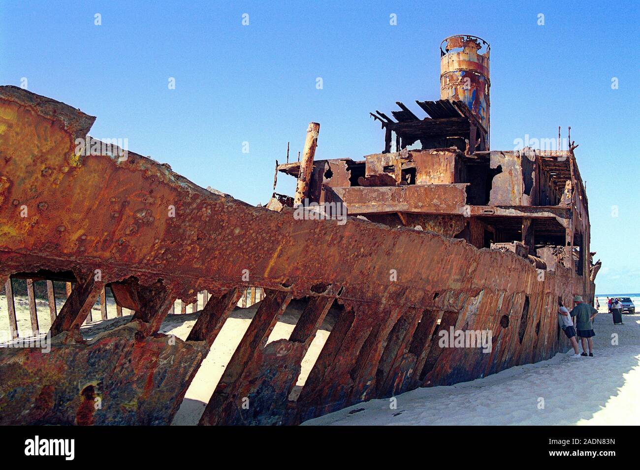 Rusting ship. Rust is hydrated iron oxide, produced by a chemical ...