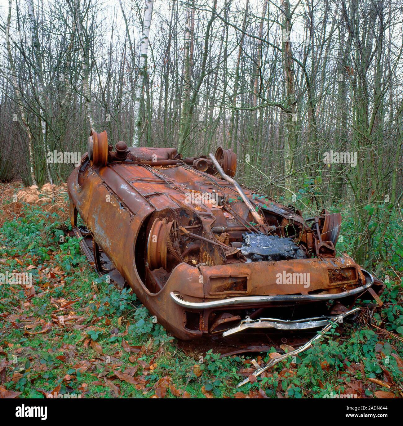 Rusting car. Rust is hydrated iron oxide, produced by a chemical ...